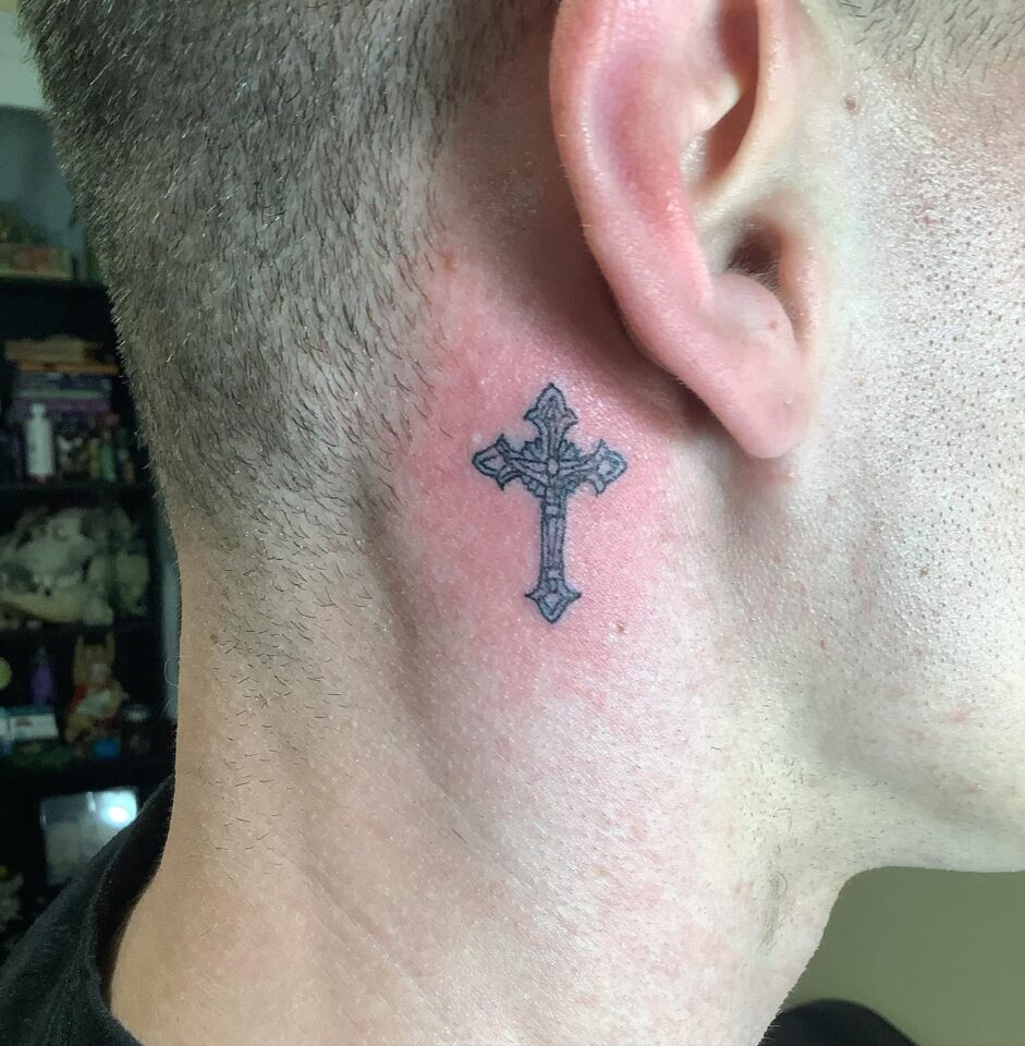 40+ Cross Behind the Ear Tattoos That Are Small and Meaningful