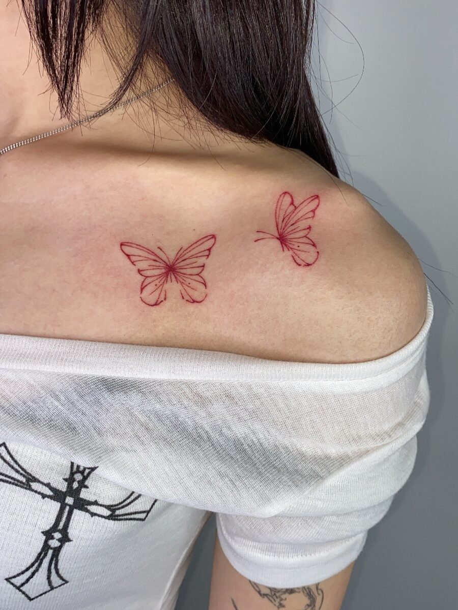 45+ Fine Line Butterfly Tattoo Ideas for Elegant Delicate Ink