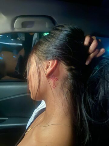 40+ Cross Behind the Ear Tattoos That Are Small and Meaningful