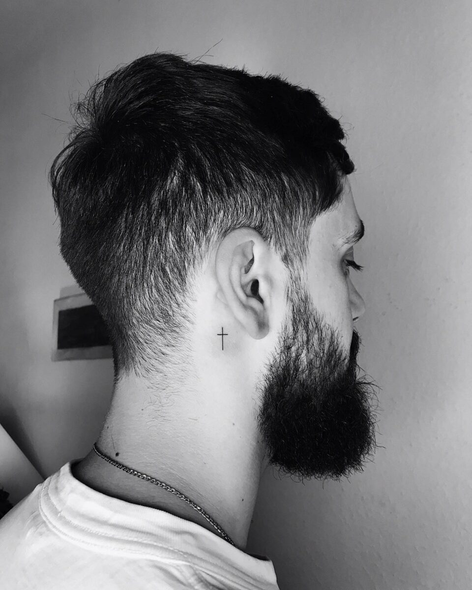 40+ Cross Behind the Ear Tattoos That Are Small and Meaningful