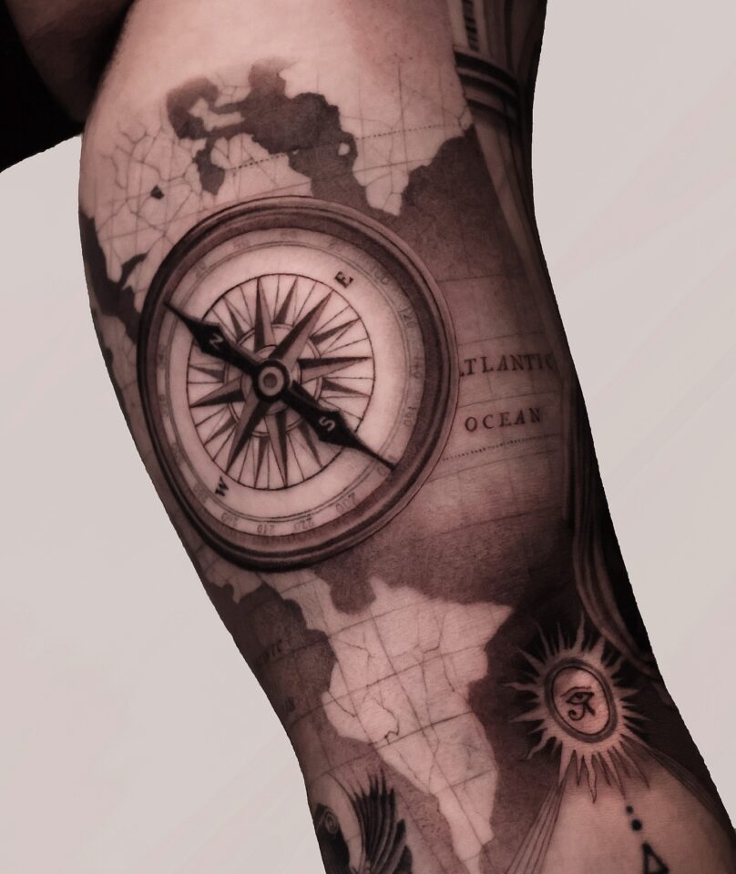 85+ Timeless and Meaningful Compass Tattoo Design Ideas